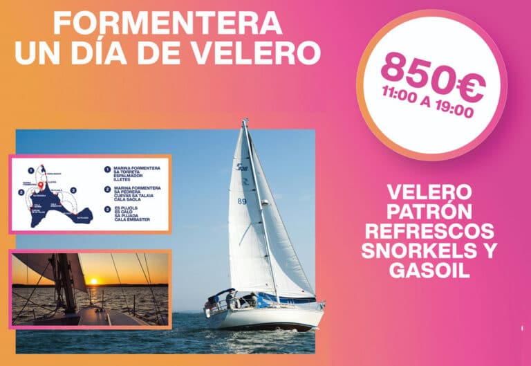 Formentera un dia en veler. Excursió d´un dia amb veler.